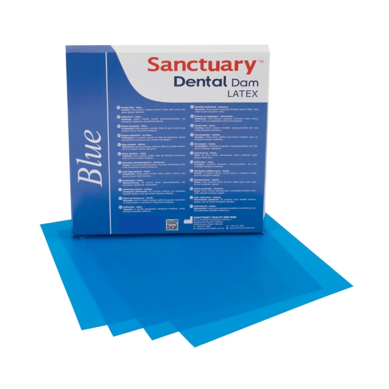 Goma Dique 5×5 Azul, Medio Liso (0.18mm) (52uds), SANCTUARY – MayorDent ...